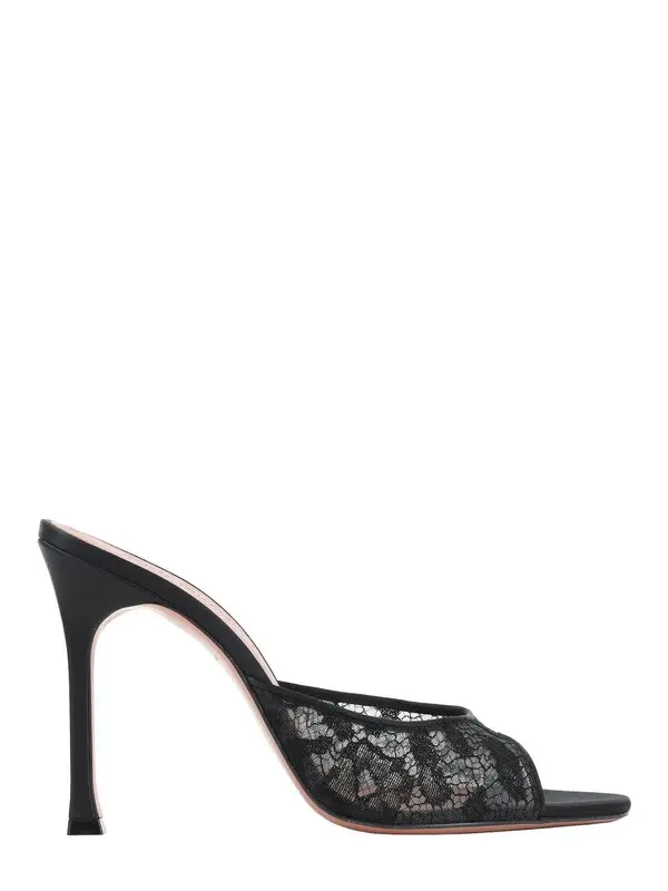 Amina Muaddi Alexa Lace Slipper - Black