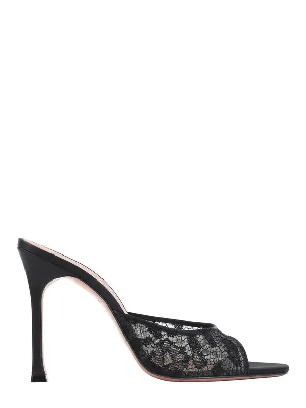 Amina Muaddi Alexa Lace Slipper - Black