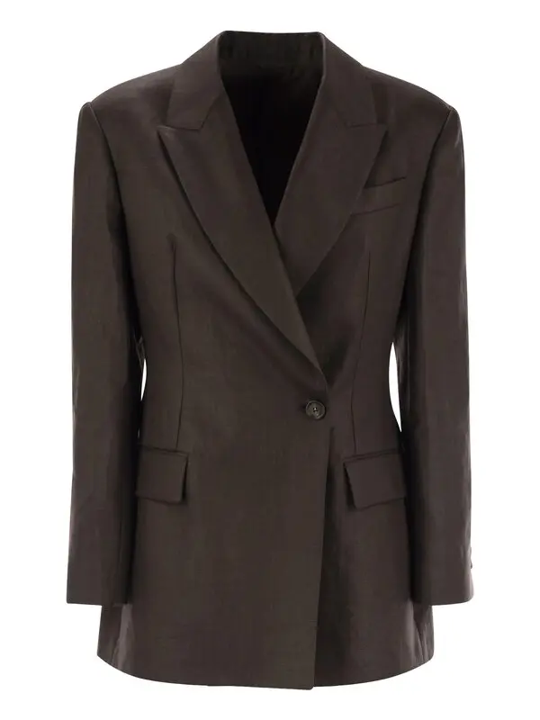 Brunello Cucinelli Shiny Linen Twill Jacket - Brown