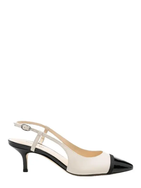 Repetto Leather Slingback Kitten Heel Pumps - Cream