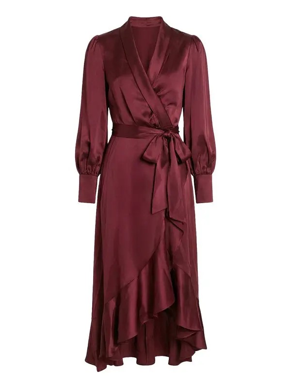 Zimmermann Silk Wrap Midi Dress - Red