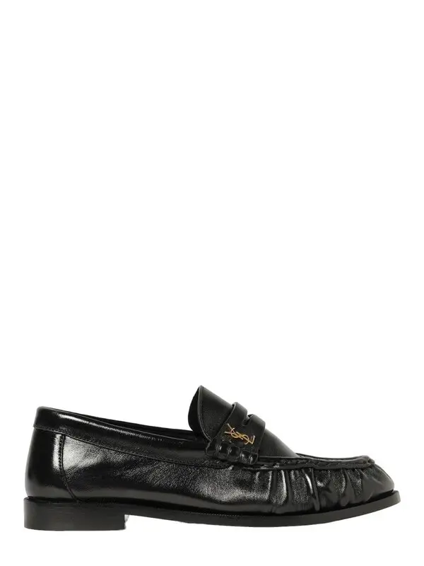 Saint Laurent Lambskin Penny Loafers - Black