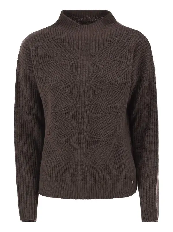 Herno Pure Wool Textured Knit Pullover - Brown