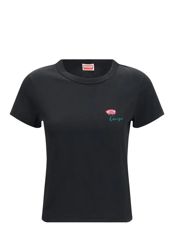 Kenzo Tulip Embroidered Cotton T-shirt - Black
