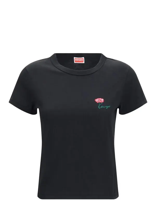 Kenzo Tulip Embroidered Cotton T-shirt - Black