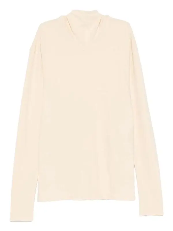 LEMAIRE Cotton High Neck Long Sleeve T-shirt - Cream