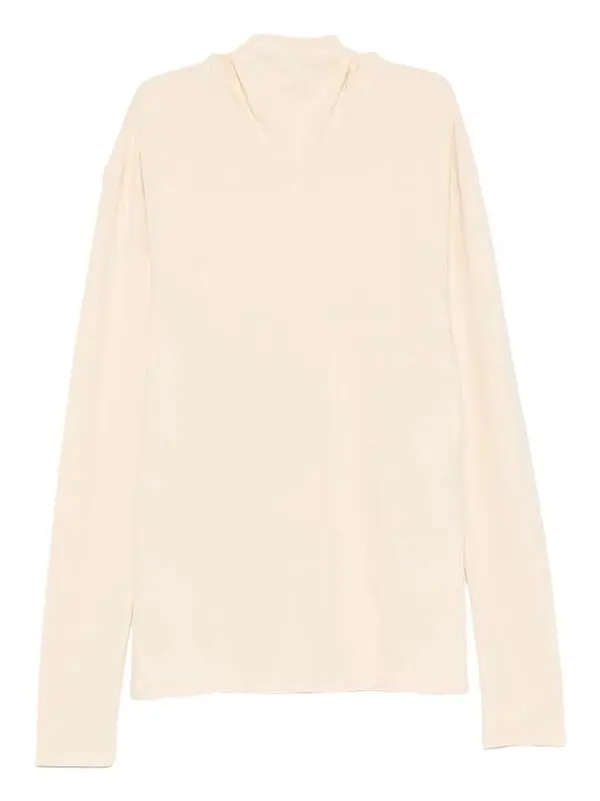 LEMAIRE Cotton High Neck Long Sleeve T-shirt - Cream