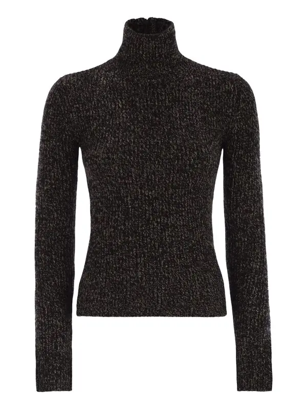 Max Mara Azulene1234 Wool And Cashmere Mouliné Turtleneck Jumper - Brown