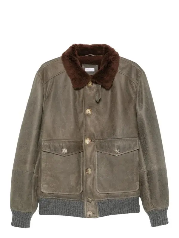 Brunello Cucinelli Leather Jacket - Green