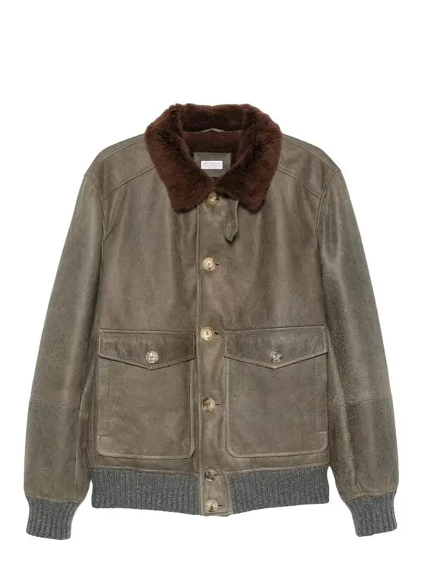 Brunello Cucinelli Leather Jacket - Green