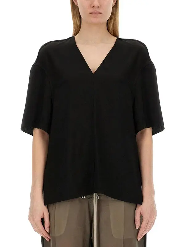 Rick Owens V-neck T-shirt - Black
