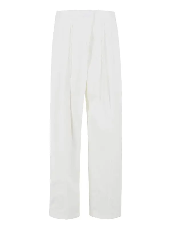 JIL SANDER Cotton And Silk Trousers - Cream