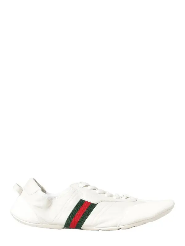 Gucci Flex Low-top Leather Sneakers With Iconic Web Detail - White