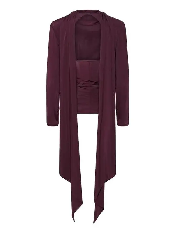 ROTATE BY BIRGER CHRISTENSEN Long Sleeves Scarf Detail Roll Neck Cut-out Top - Purple