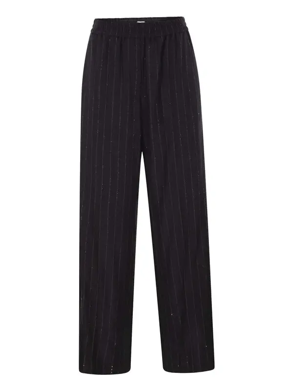 Brunello Cucinelli Sequined Pinstripe Trousers - Blue