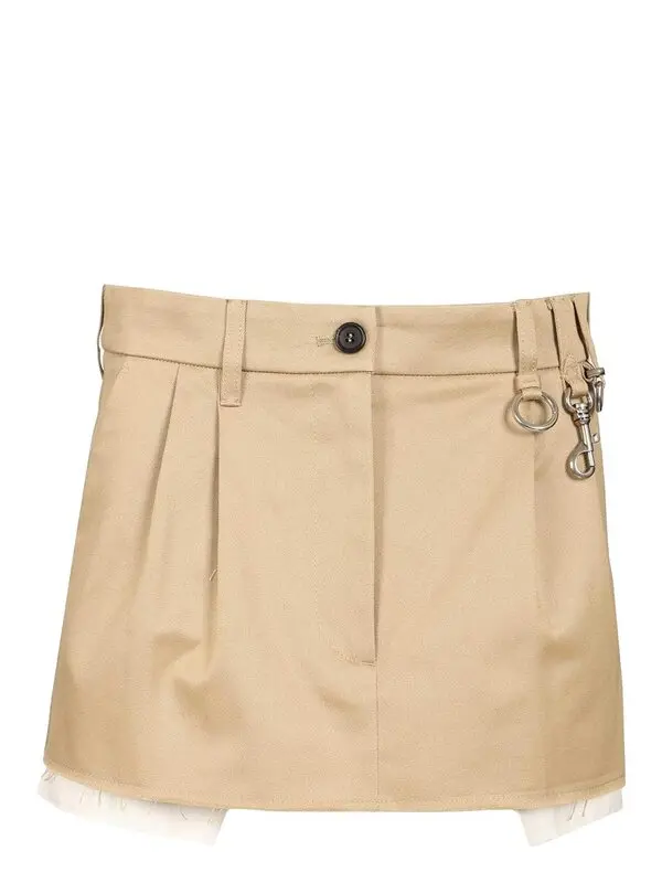 Miu Miu Cotton Chino Mini Skirt - Cream