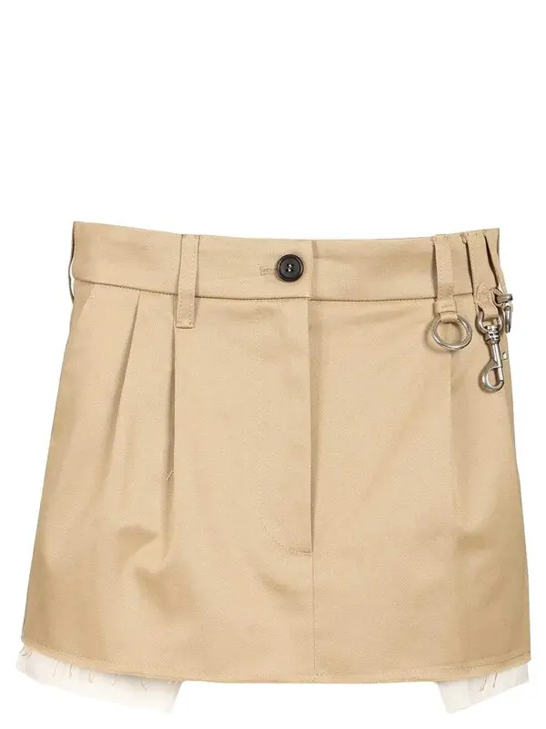 Miu Miu Cotton Chino Mini Skirt - Cream