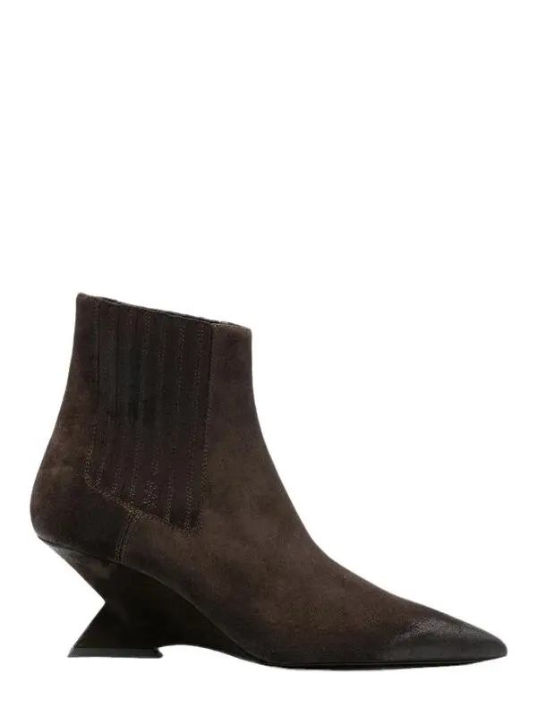 Attico Suede Sculptural Wedge Heel Shoes - Brown
