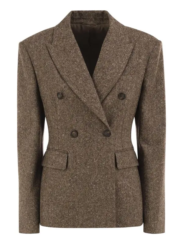 Brunello Cucinelli Double-breasted Tailored Wool Blend Blazer - Brown