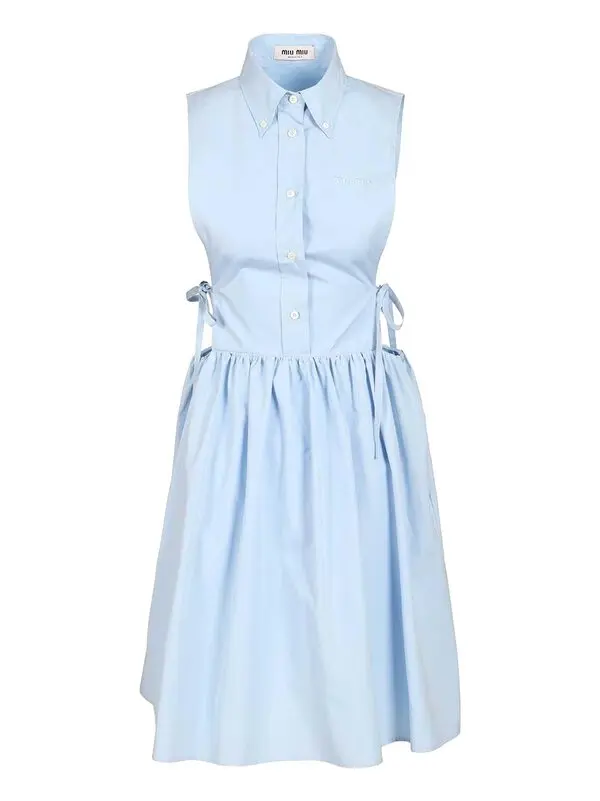 Miu Miu Sleeveless Poplin Dress - Blue