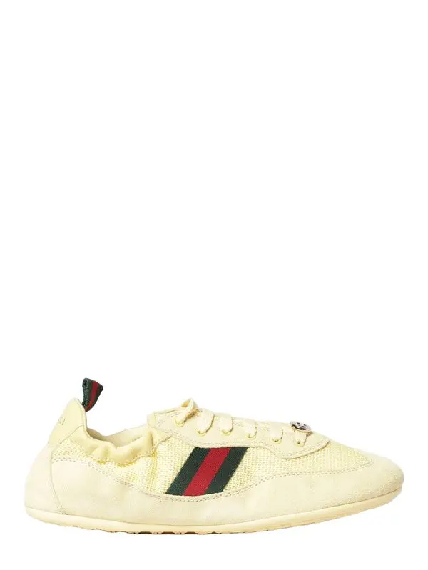 Gucci Suede And Mesh Low-top Sneakers - Cream