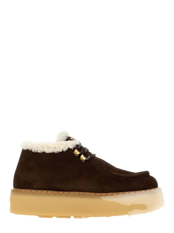 Prada Leather And Shearling Boots - Brown