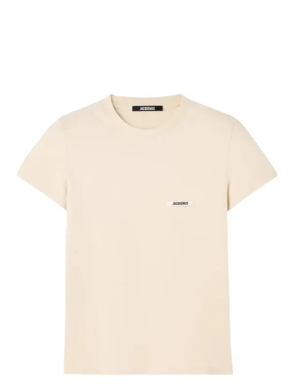 Jacquemus Cotton Embroidered Logo T-shirt - Cream