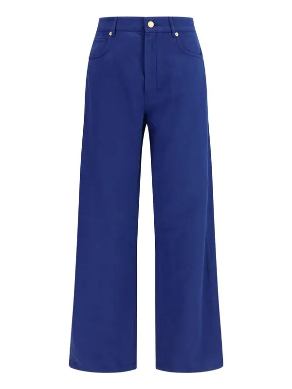Max Mara Cotton And Linen Pants - Blue