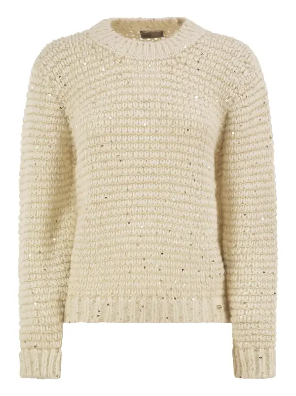 Herno Alpaca-blend Sequined Pullover - Cream