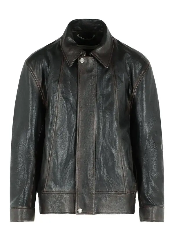 GOLDEN GOOSE Prince Leather Bomber Jacket - Brown