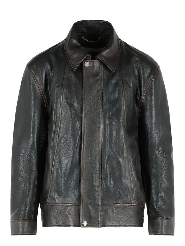 GOLDEN GOOSE Prince Leather Bomber Jacket - Brown