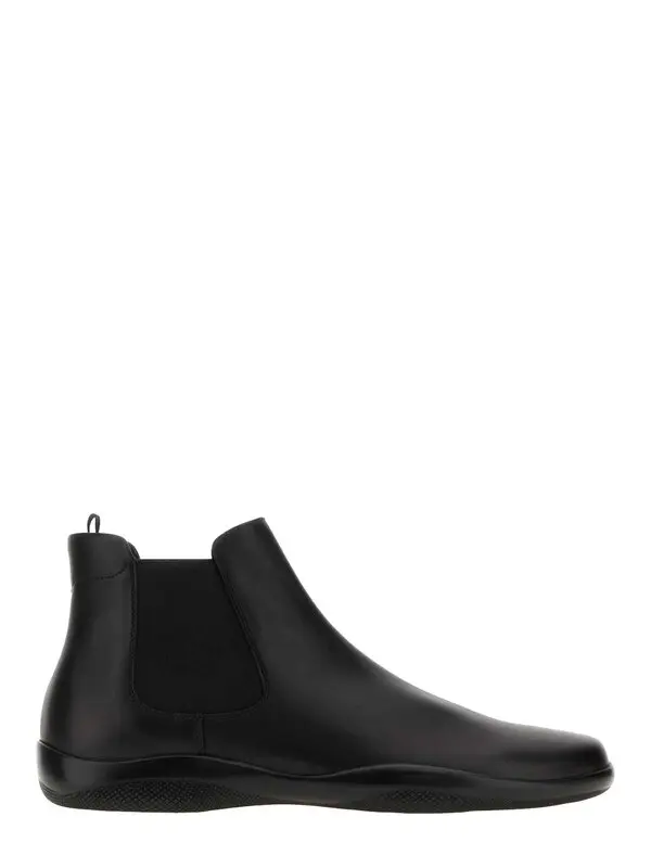 Prada Leather Ankle Boots - Black