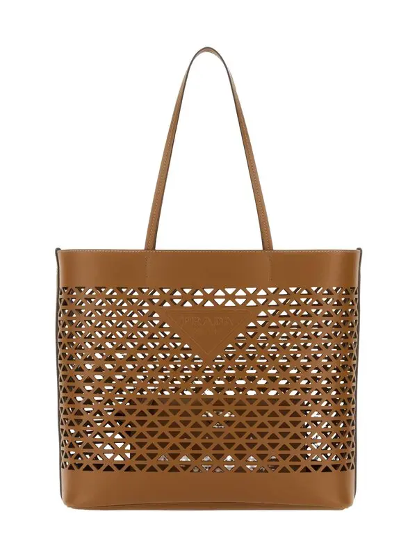 Prada Leather Shopping Bag - Brown