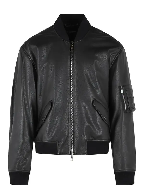 Dolce & Gabbana Leather Bomber Jacket - Black