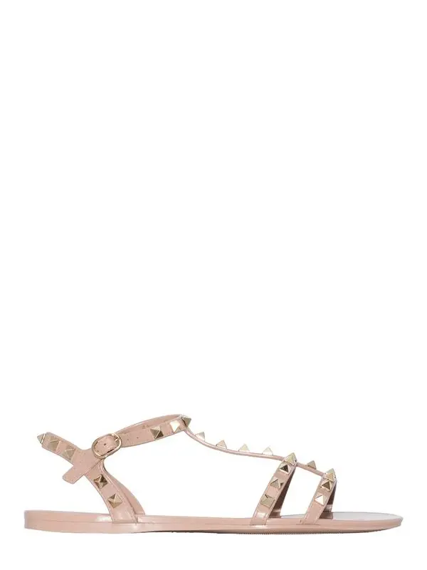Valentino Garavani Rockstud Flat Sandals - Cream