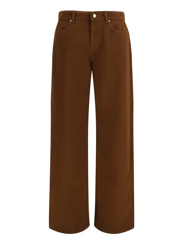 Max Mara Baggy Pants In Pure Cotton Satin - Brown