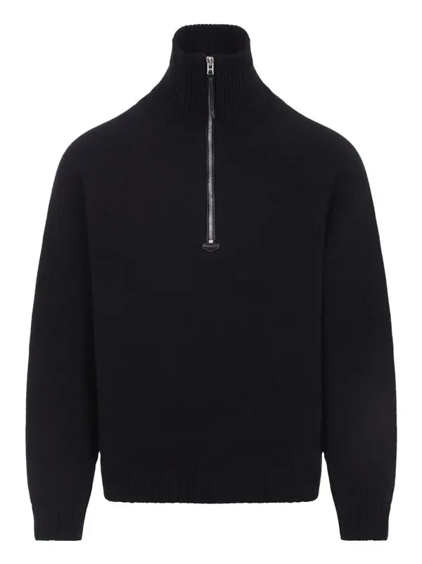 TOM FORD Cashmere And Wool Half-zip Sweater - Black