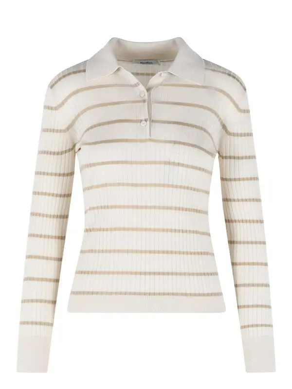 Max Mara Cashmere And Silk Striped Sweater - Cream