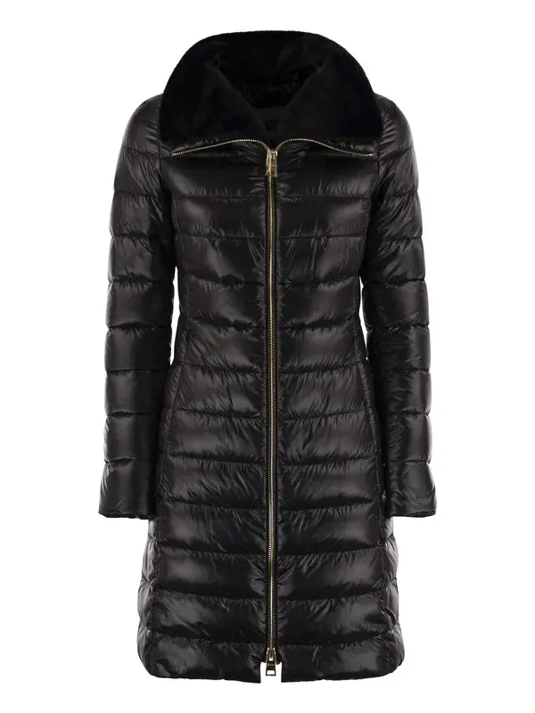 Herno Elisa Long Down Jacket In Ultralight Nylon - Black