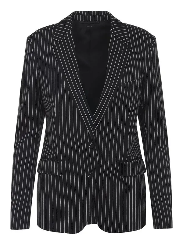 TOM FORD Striped Wool Barathea Jacket - Black