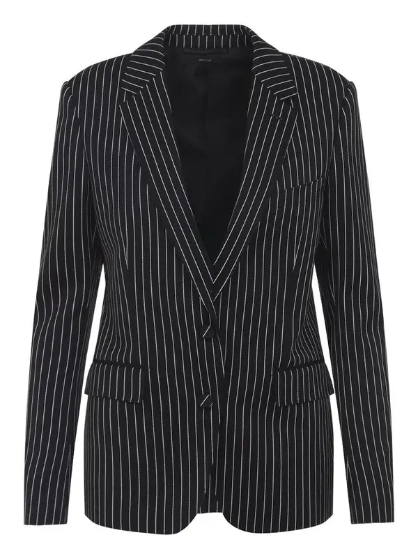 TOM FORD Striped Wool Barathea Jacket - Black