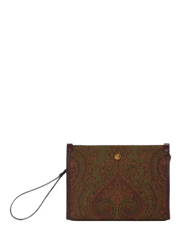 Etro Jacquard Paisley Clutch Bag - Green