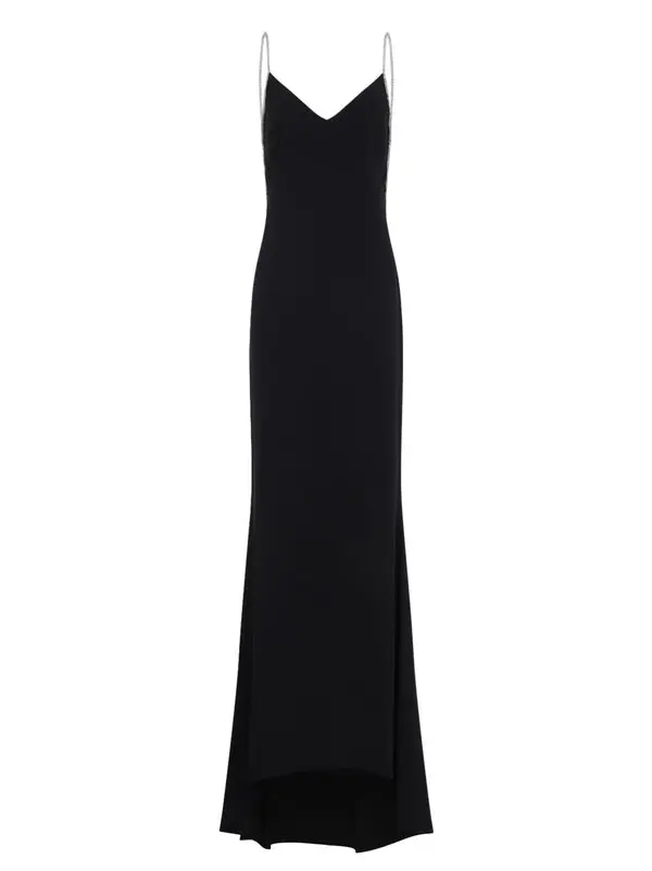 TOM FORD Crystal Chain Embroidery Satin Dress - Black
