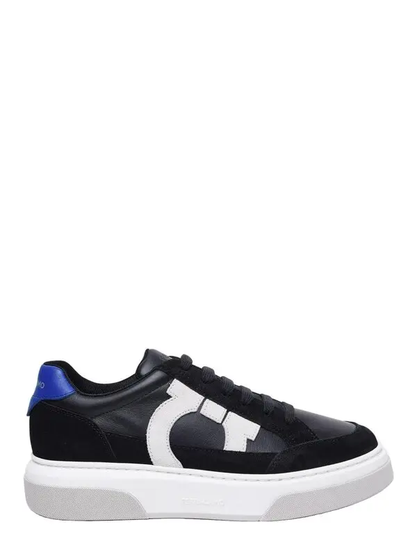 FERRAGAMO Leather Blend Sneakers - Black