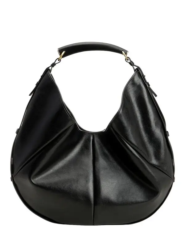 Saint Laurent Calf Skin Domestic Buffalo Hobo Bag - Black