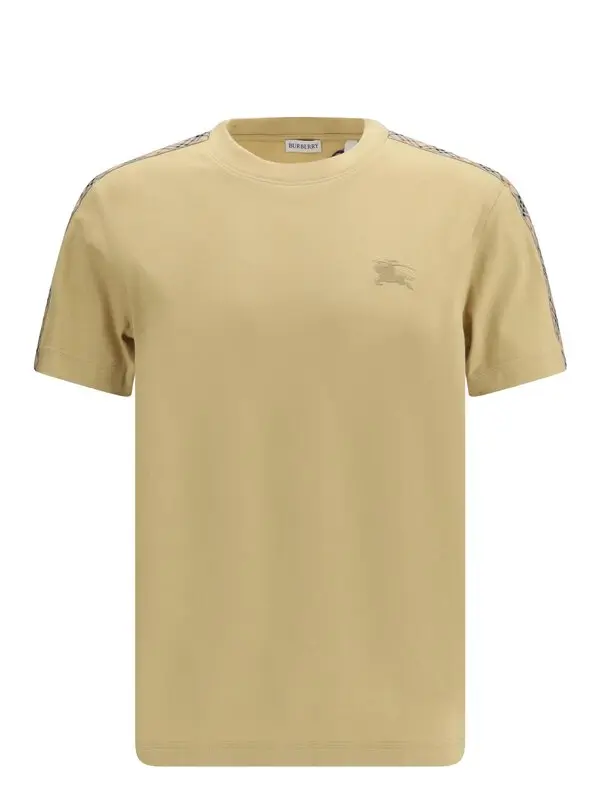 Burberry T-shirt With Check Trims - Cream