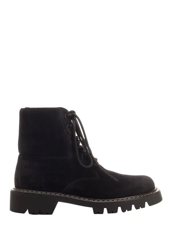 Loewe Sierra Combat Ankle Boot In Suede - Black