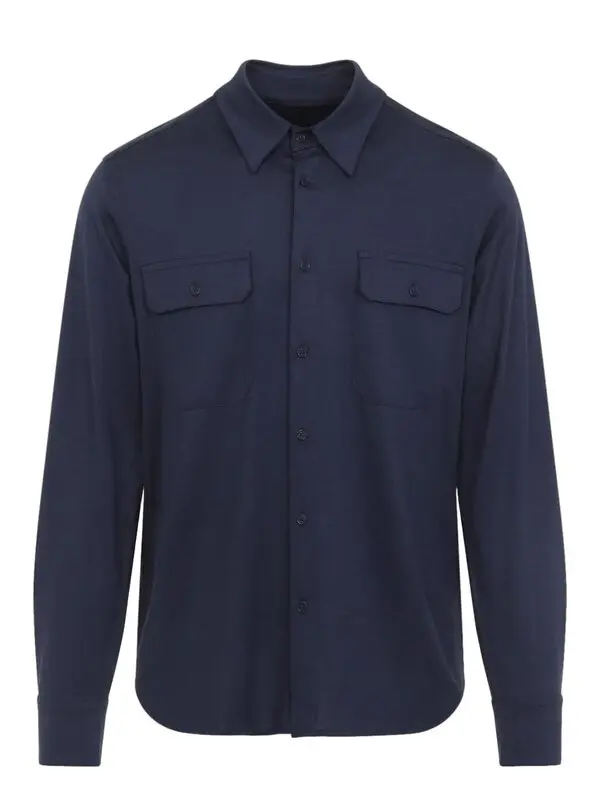 TOM FORD Bland Military Shirt - Blue