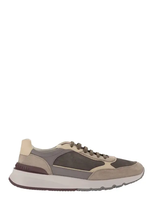 Brunello Cucinelli Leather And Suede Runner Sneakers - Gray