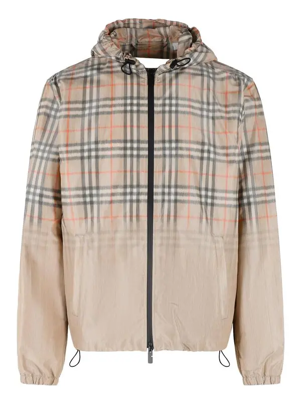 Burberry Check Shaded Hooded Jacket - Cream